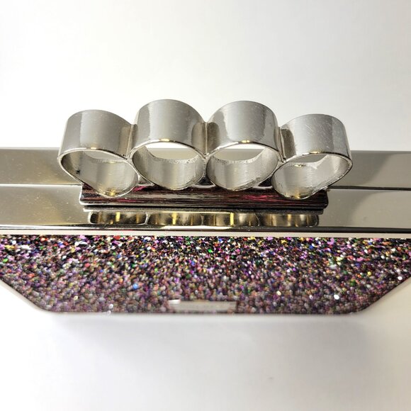 Nine West | Bags | Multicolor Glitter Box Clutch Purse Knuckle Duster ...